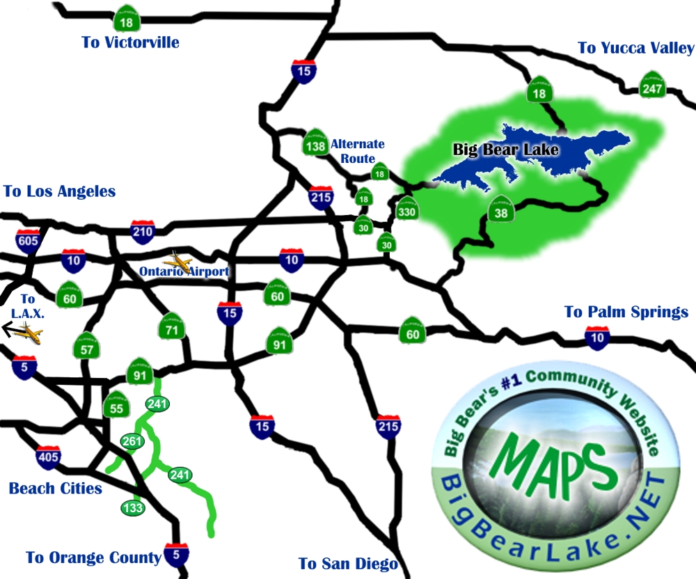 Maps Getting To Big Bear Map Maps Getting To Big Bear Map